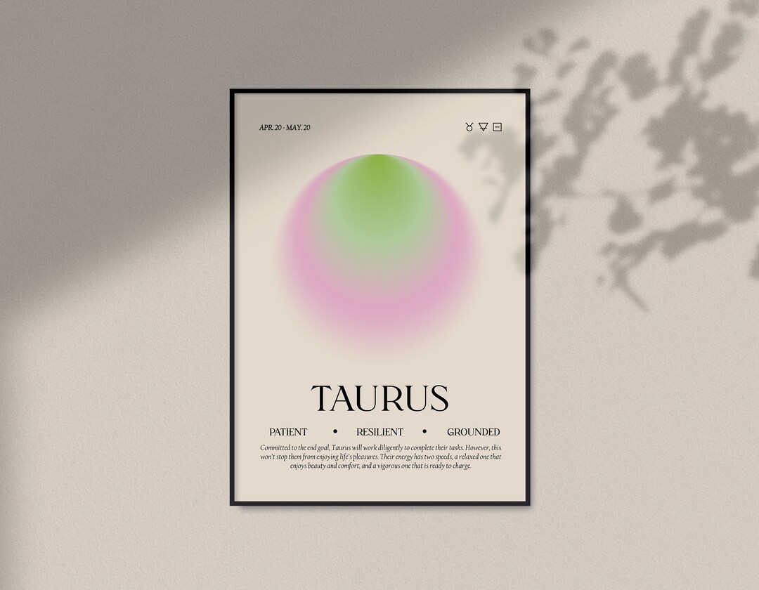 Taurus Zodiac Poster • Star Sign Decor • Zodiac Aura Prints • Star Sign ...