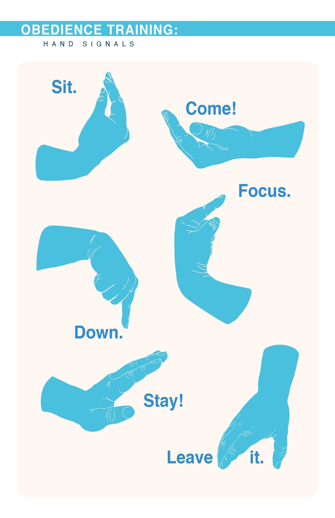 DOWNLOADABLE Obedience Training Hand Signal Poster Etsy DOWNLOADABLE Obedience Training Hand Signal Poster Etsy