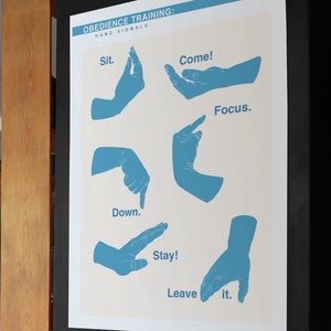 DOWNLOADABLE Obedience Training Hand Signal Poster - Etsy
