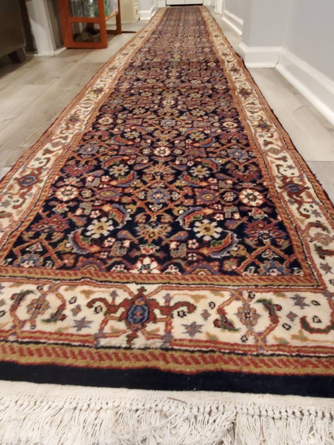 Spectacular Navy Blue Runner Hand Knotted 19'2"x2'5" Excellent ...