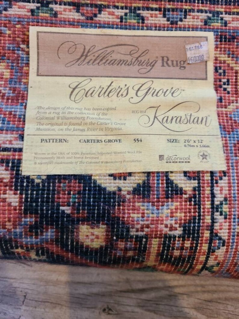 Karastan Carter's Grove 554 Runner 2'612' Navy and Salmon Excellent ...