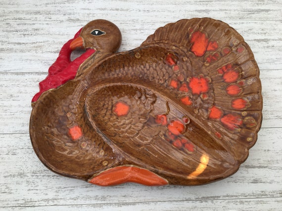 Hand-painted Ceramic Turkey Platter Tom the Turkey Ceramic | Etsy
