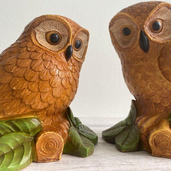 70s Homco Resin Owl - Etsy