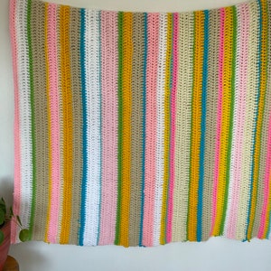 Vintage Handmade Candy Stripe Crochet Afghan: Colorful Acrylic Throw - Etsy