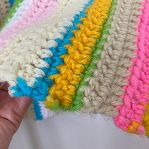 Vintage Handmade Candy Stripe Crochet Afghan: Colorful Acrylic Throw - Etsy