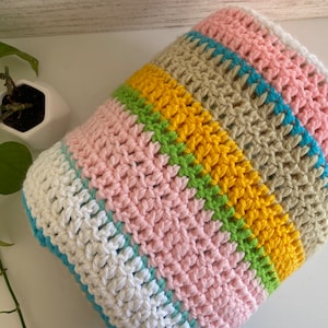 Vintage Handmade Candy Stripe Crochet Afghan: Colorful Acrylic Throw - Etsy