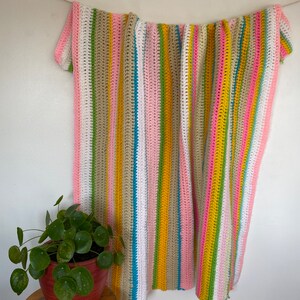 Vintage Handmade Candy Stripe Crochet Afghan: Colorful Acrylic Throw - Etsy