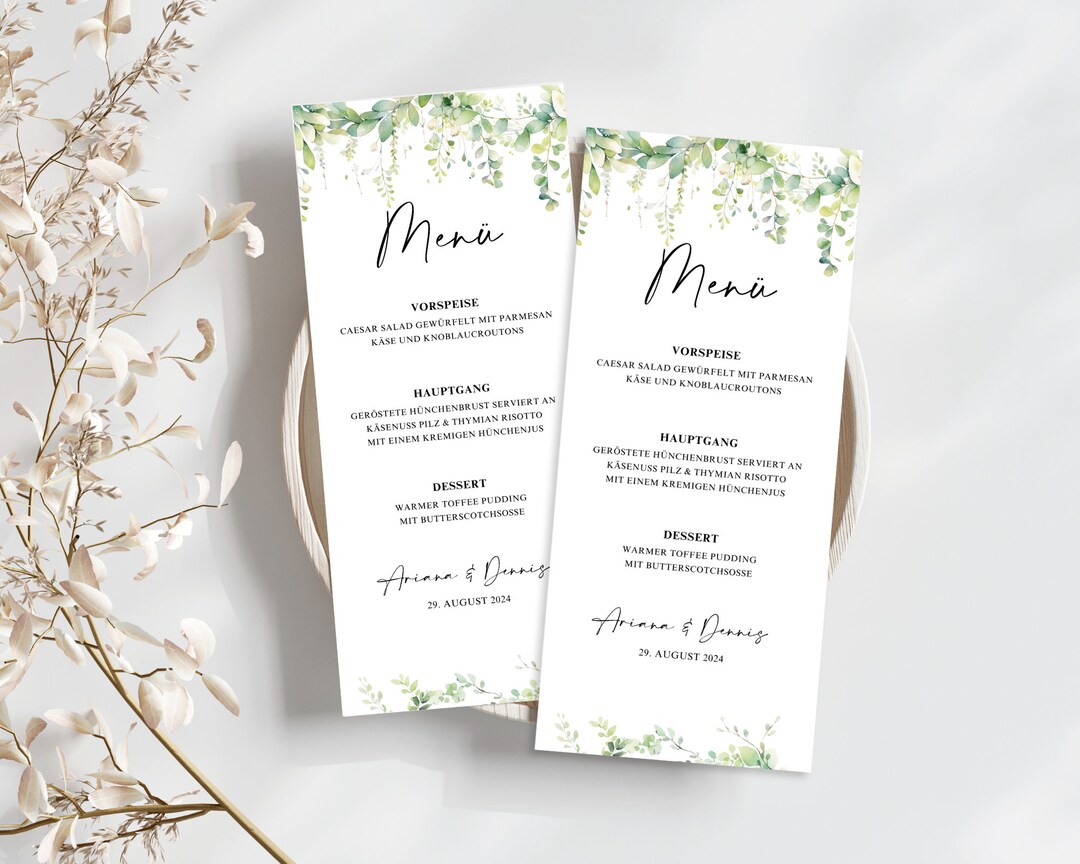 PRINTED Wedding Menu Cards, Table Card, Wedding Place Card, Finished ...