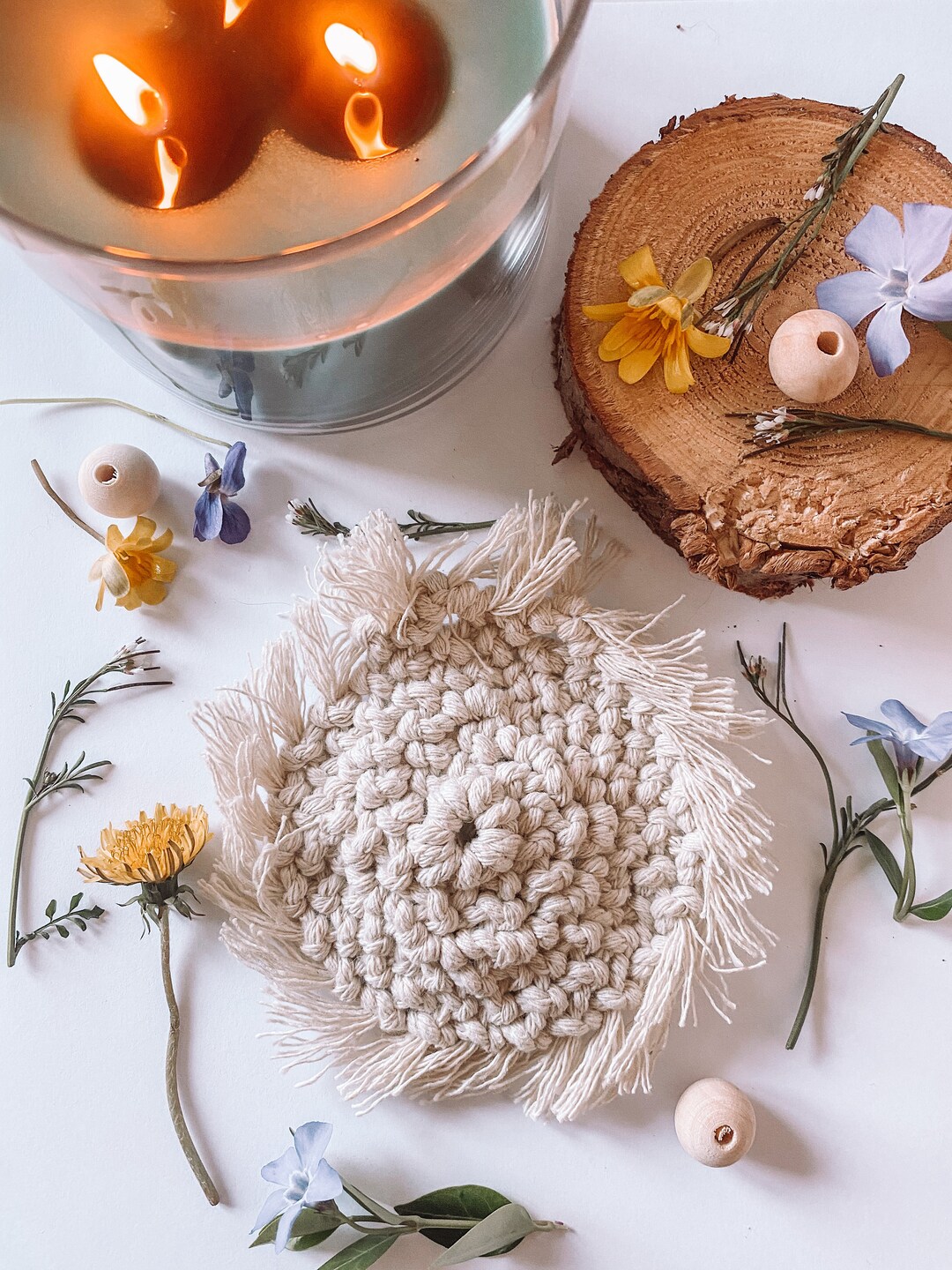 Sottobicchieri Macrame fatti a mano, tappeto tazza, sottobicchieri Boho ...