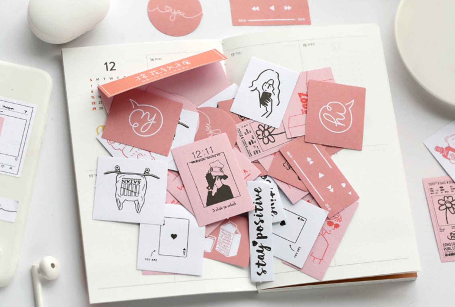 20 Light Pink Aesthetic Cute Stickers Bullet Journal - Etsy