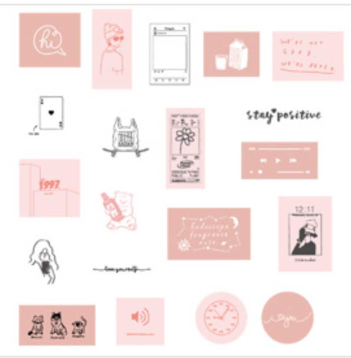 20 Light Pink Aesthetic Cute Stickers Bullet Journal - Etsy