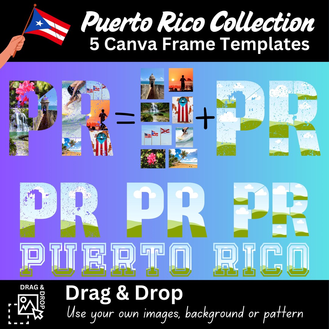 PR Collage Canva Frame Template, Puerto Rico Canva Frame, Drag and Drop ...