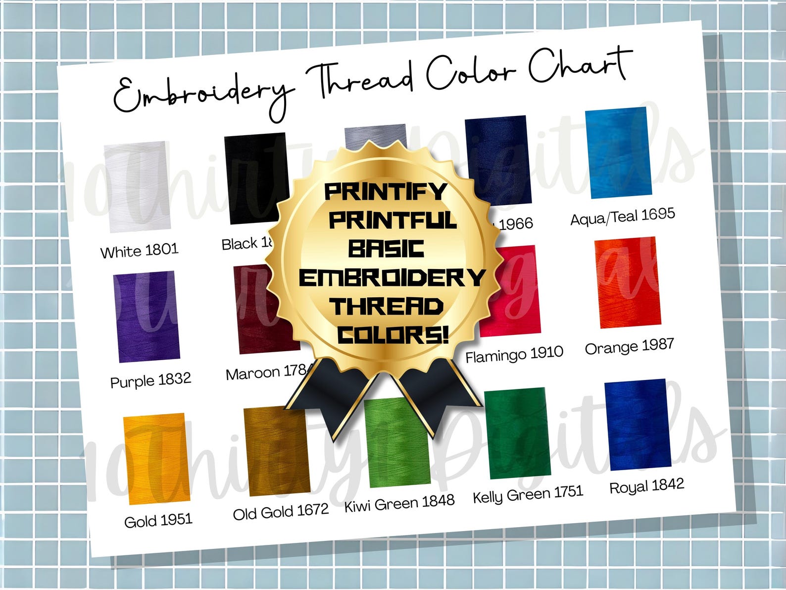 Embroidery Thread Color Chart for Print on Demand Shops, Digital ...