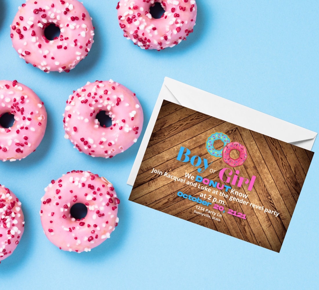 EDITABLE Gender Reveal Template Donut Gender Reveal Baby | Etsy