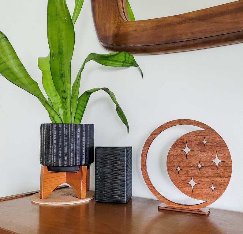 Wooden Moon and Stars Décor 2 Size Options Display Stand & - Etsy