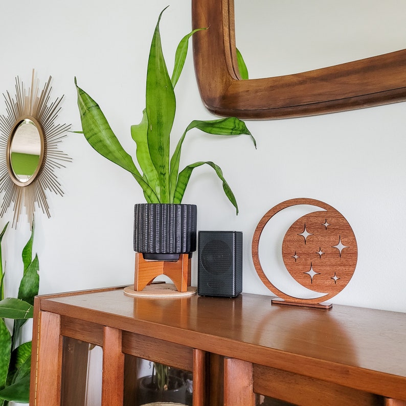 Wooden Moon and Stars Décor 2 Size Options Display Stand & - Etsy