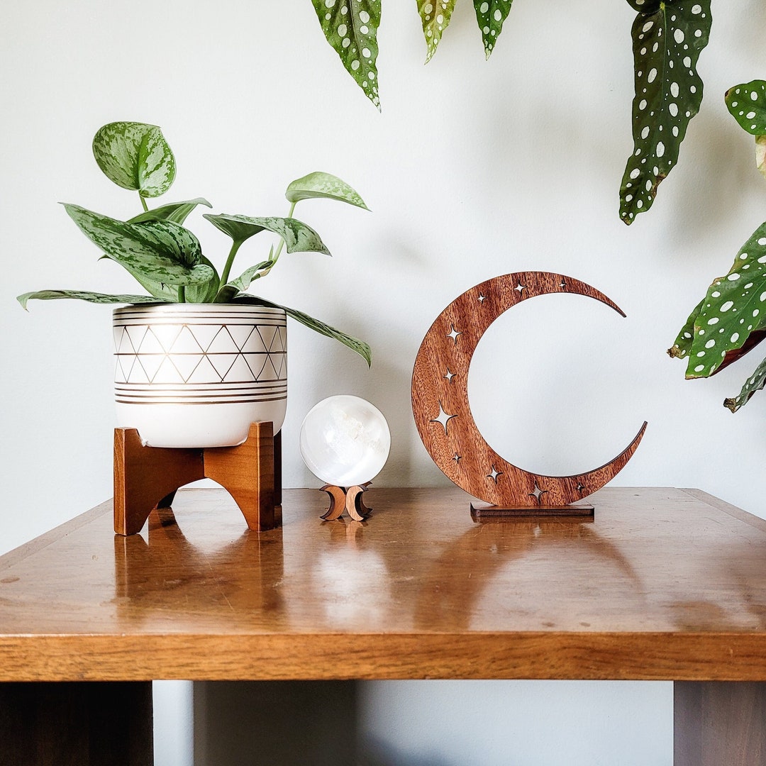 Wooden Crescent Moon and Stars Décor - 3 Sizes Available - Stand ...