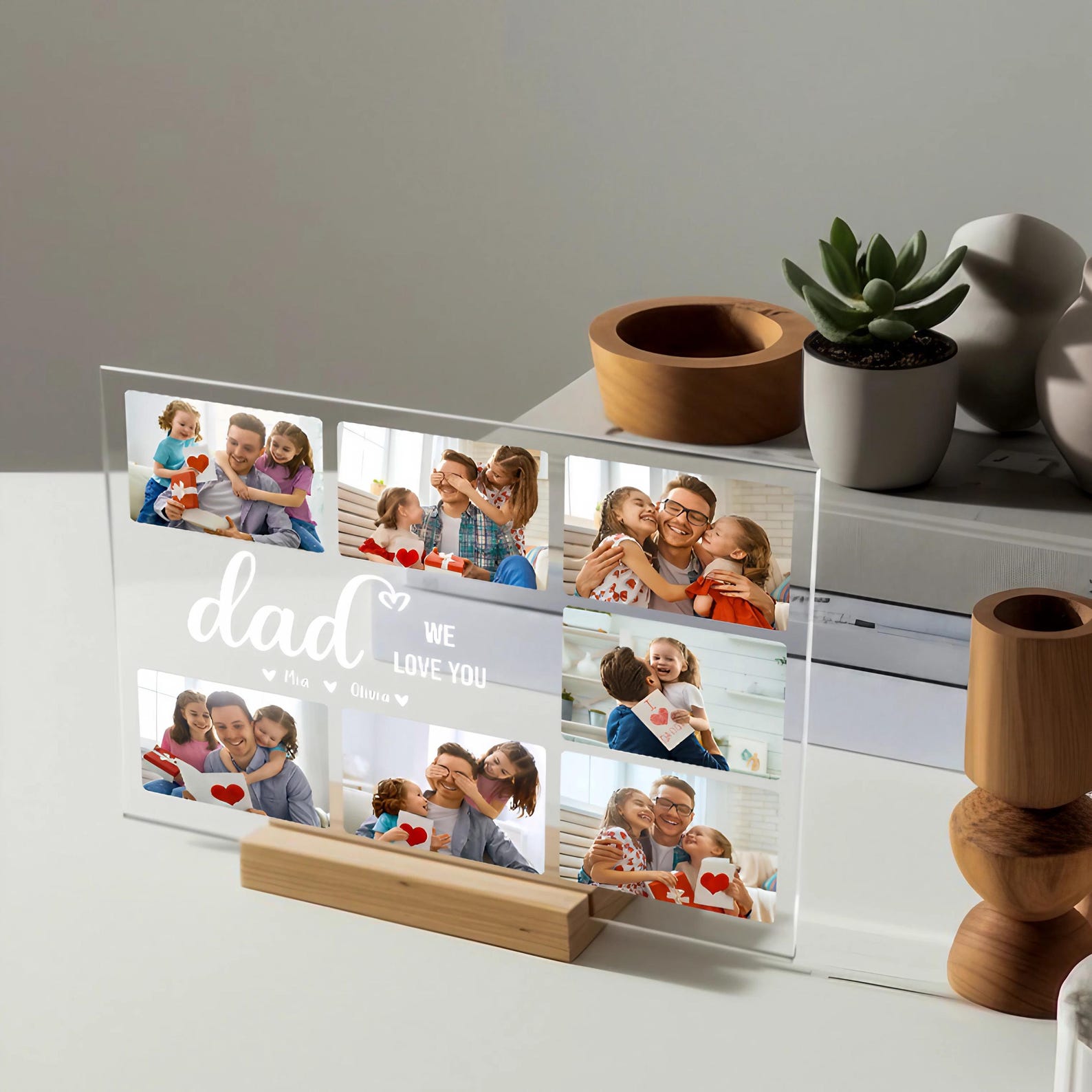 Personalized Dad Acrylic Photo Frame With Custom Names – Unique Gift ...