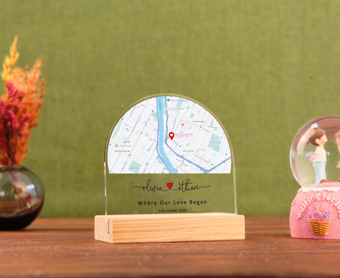 Custom Map Plaque - Where We Met - Wedding Anniversary Gift - Our First ...