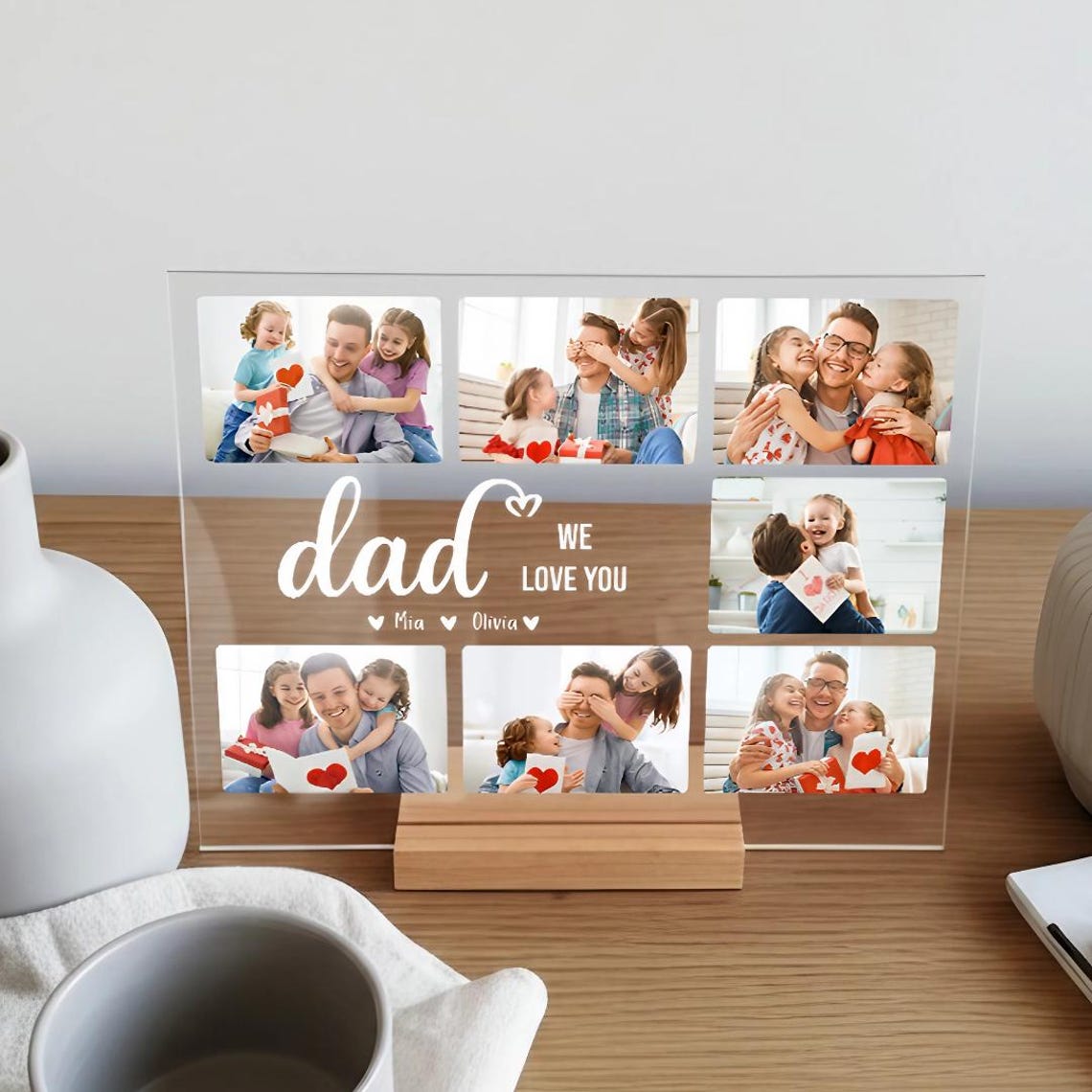 Personalized Dad Acrylic Photo Frame With Custom Names – Unique Gift ...