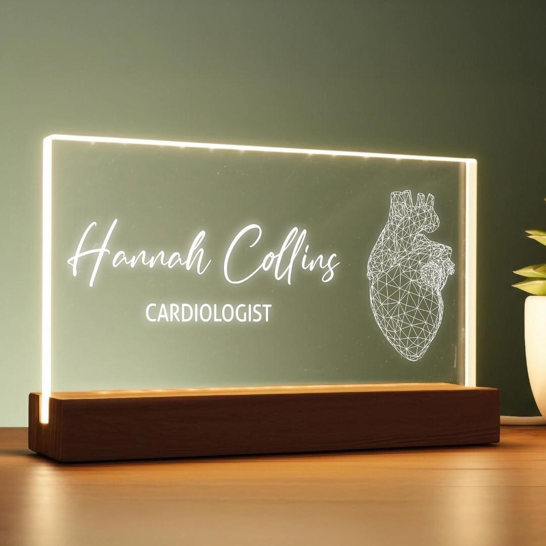 Custom Heart Surgeon LED Name Plate, Cardiologist Gift, Personalized ...