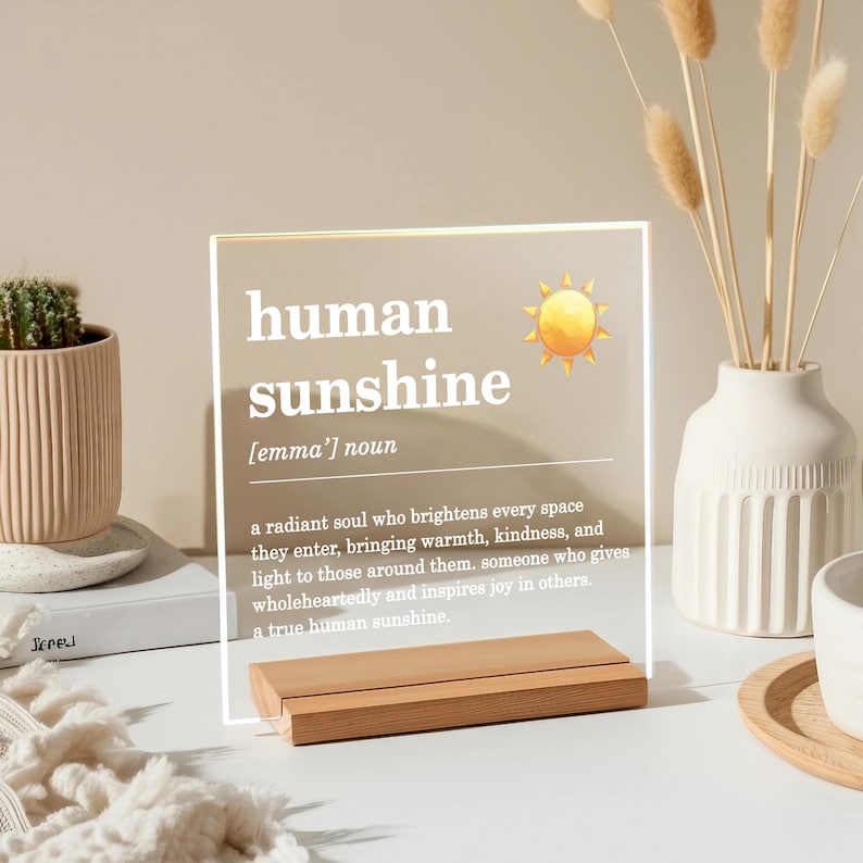 Human Sunshine Definition Acrylic Sign, Personalized Gift for Friend ...