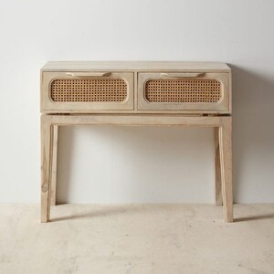 MILA Console Table in Wood and Rattan Natural Finish With 2 - Etsy