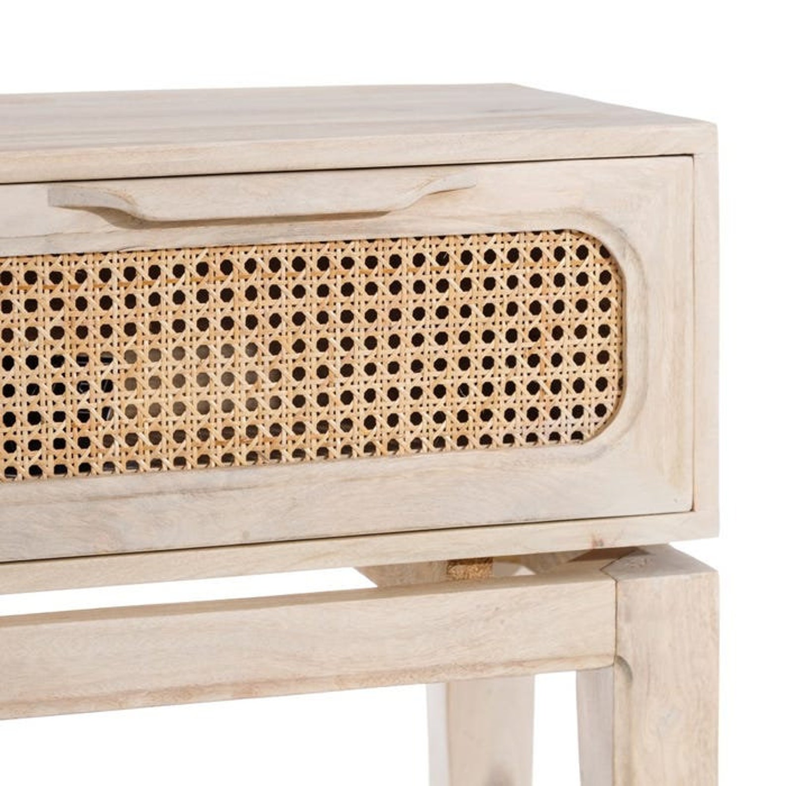 MILA Console Table in Wood and Rattan Natural Finish With 2 - Etsy