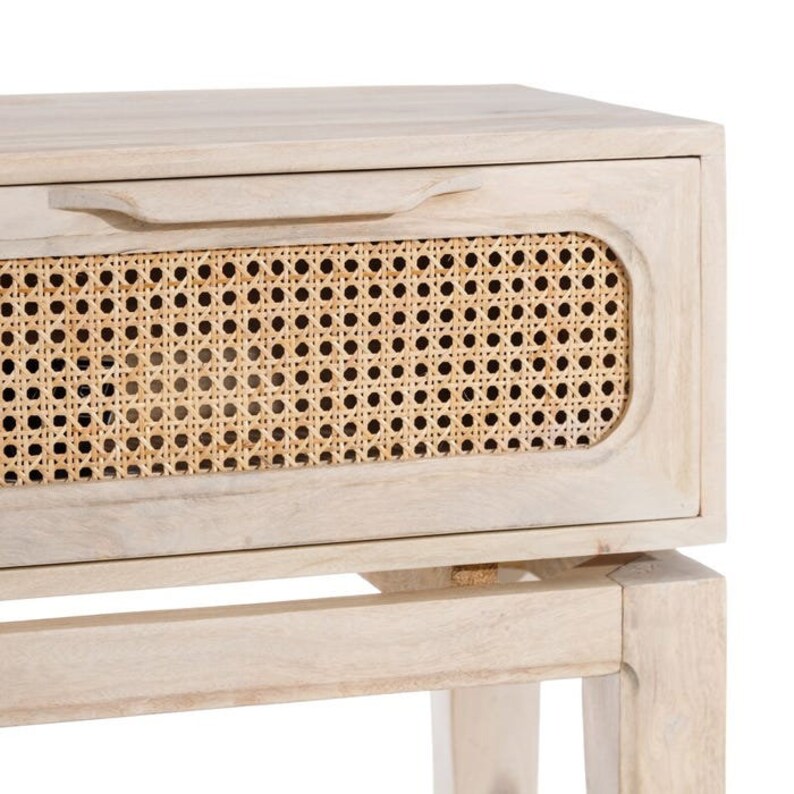 MILA Console Table in Wood and Rattan Natural Finish With 2 - Etsy