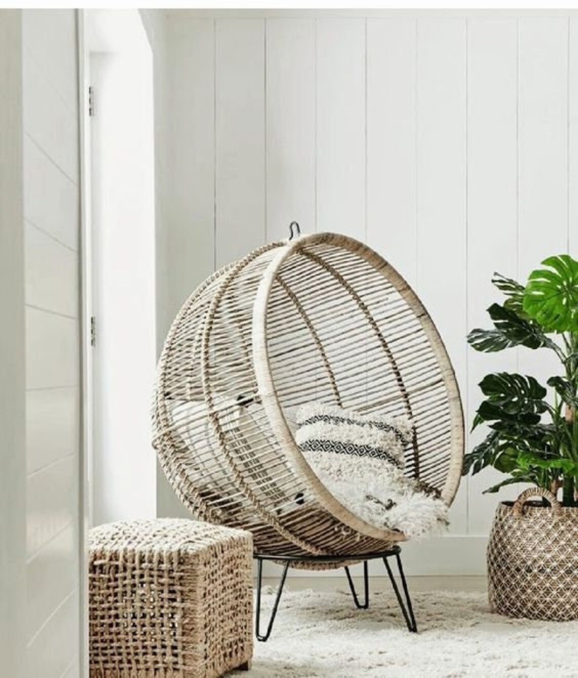 Round Rattan Cocoon Chair Rattan Hanging and Standingrattan - Etsy