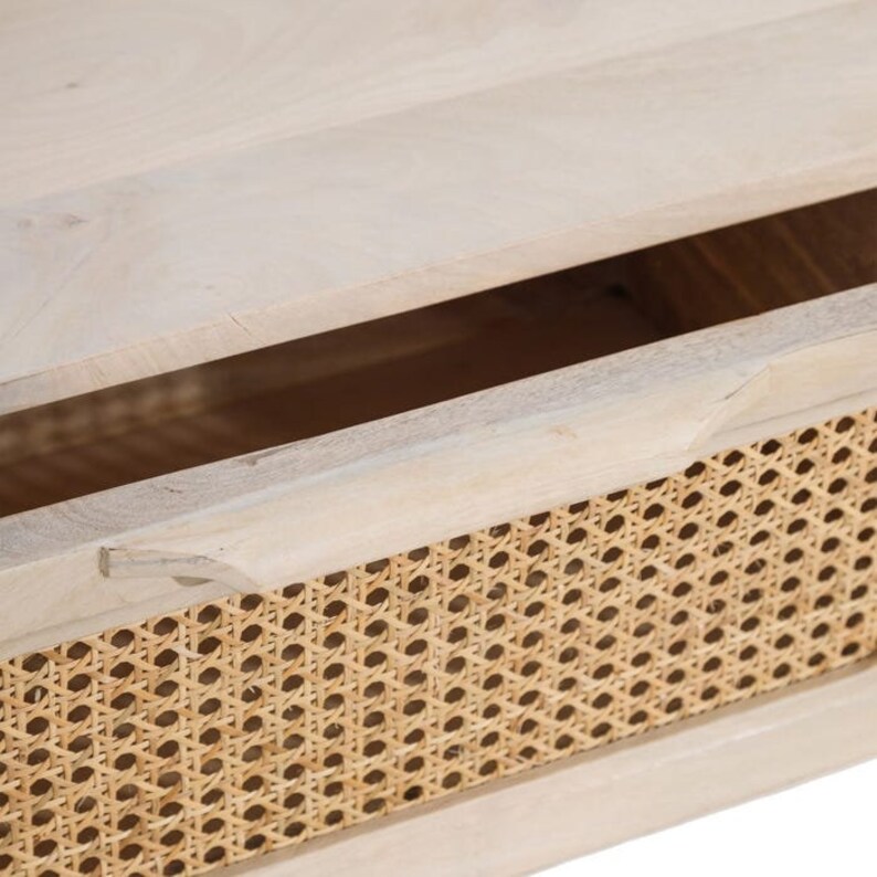 MILA Console Table in Wood and Rattan Natural Finish With 2 - Etsy