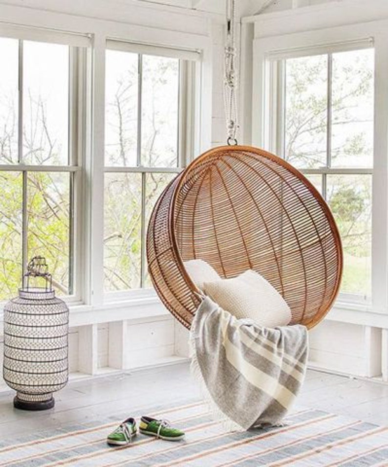 Round Rattan Cocoon Chair Rattan Hanging and Standingrattan - Etsy