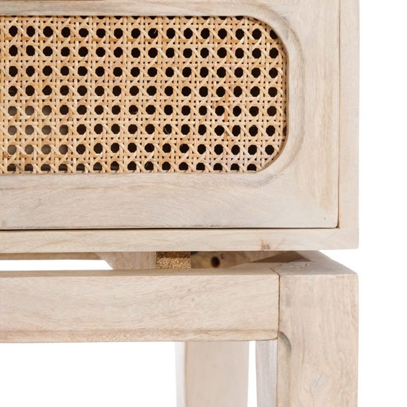MILA Console Table in Wood and Rattan Natural Finish With 2 - Etsy