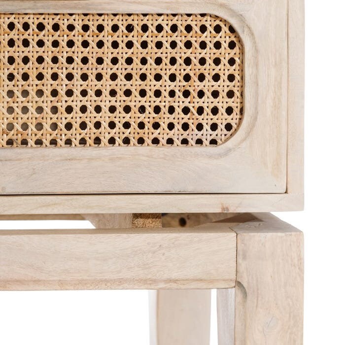 MILA Console Table in Wood and Rattan Natural Finish With 2 - Etsy