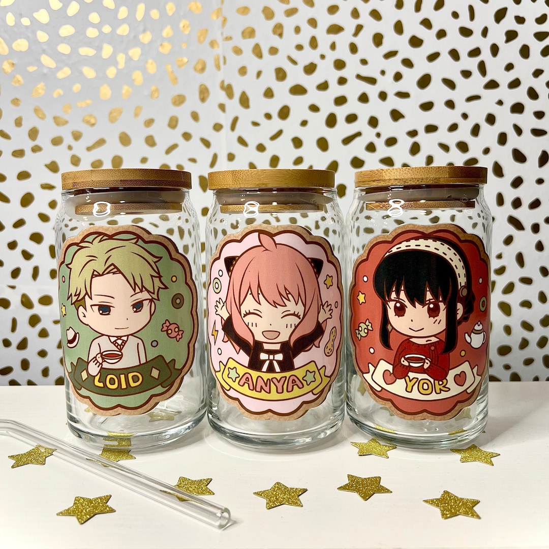 Kawaii Family Cup, Anime Glass Cup, Anime Fan Gift, Kawaii Anya Cup ...