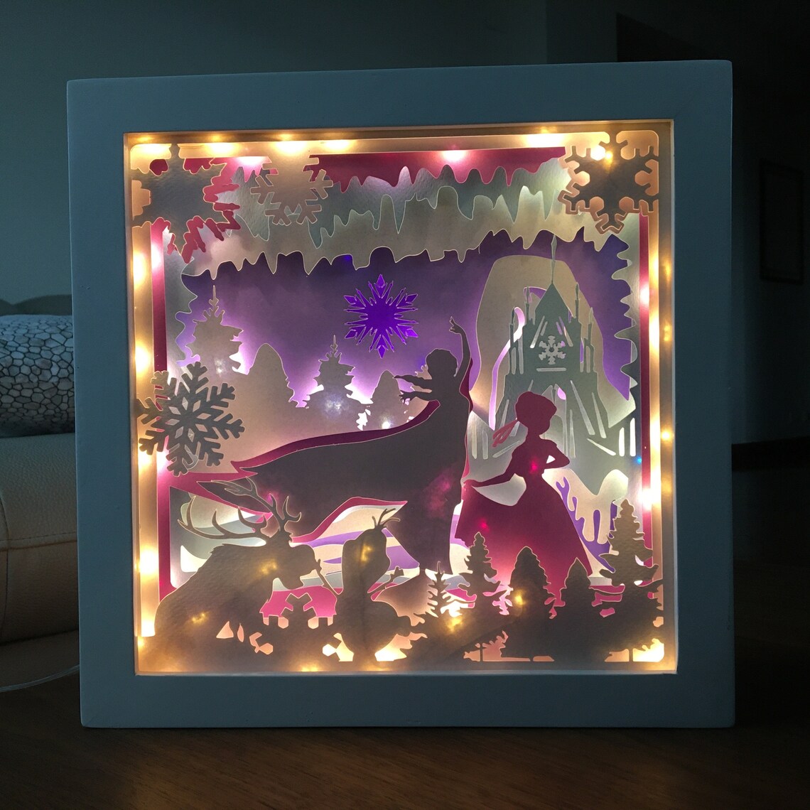 Frozen Elsa and Ana Paper Cutting Light Box 6 LAYER Template | Etsy
