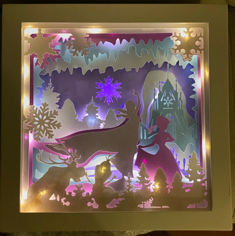 Frozen Elsa and Ana Paper Cutting Light Box 6 LAYER Template | Etsy