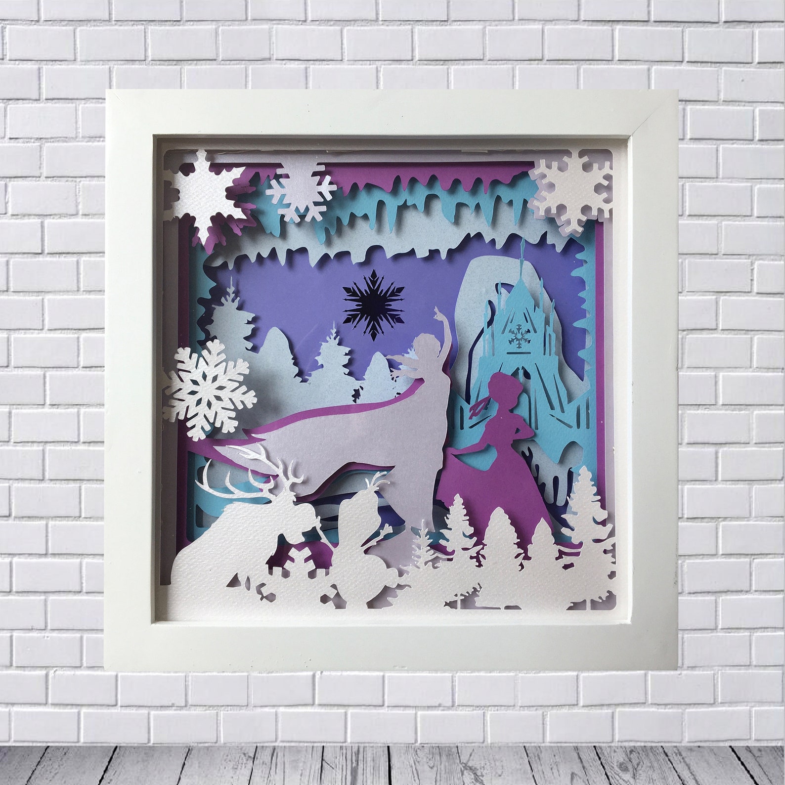 Frozen Elsa and Ana Paper Cutting Light Box 6 LAYER Template | Etsy