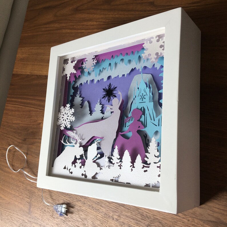 Frozen Elsa and Ana Paper Cutting Light Box 6 LAYER Template | Etsy