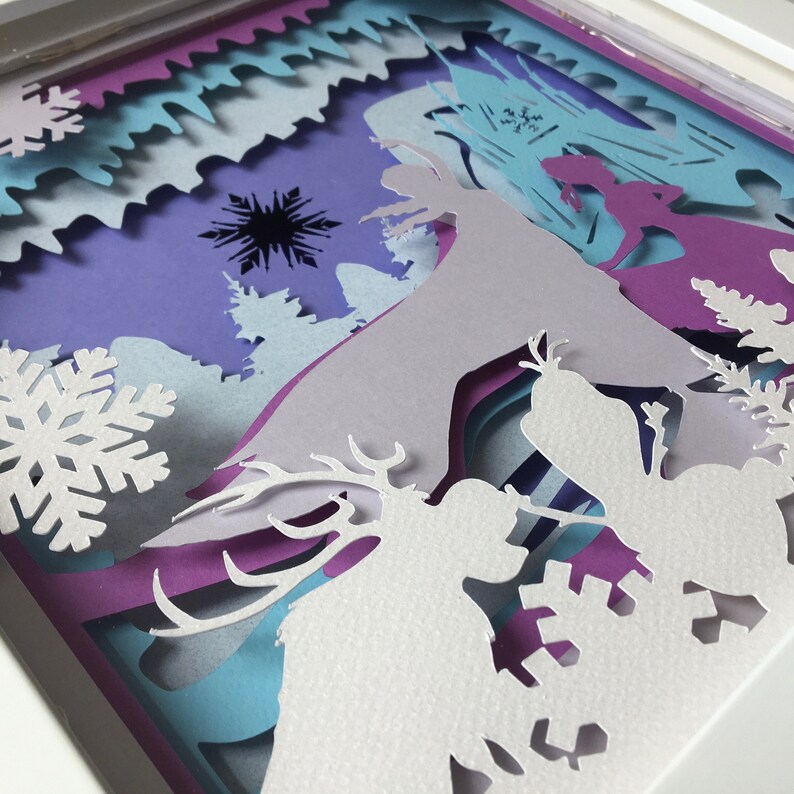 Frozen Elsa and Ana Paper Cutting Light Box 6 LAYER Template | Etsy