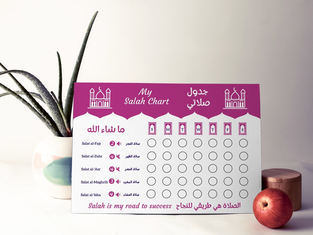 Muslim Children's Prayer Tracker - Salah Chart for Girls Pink Theme ...