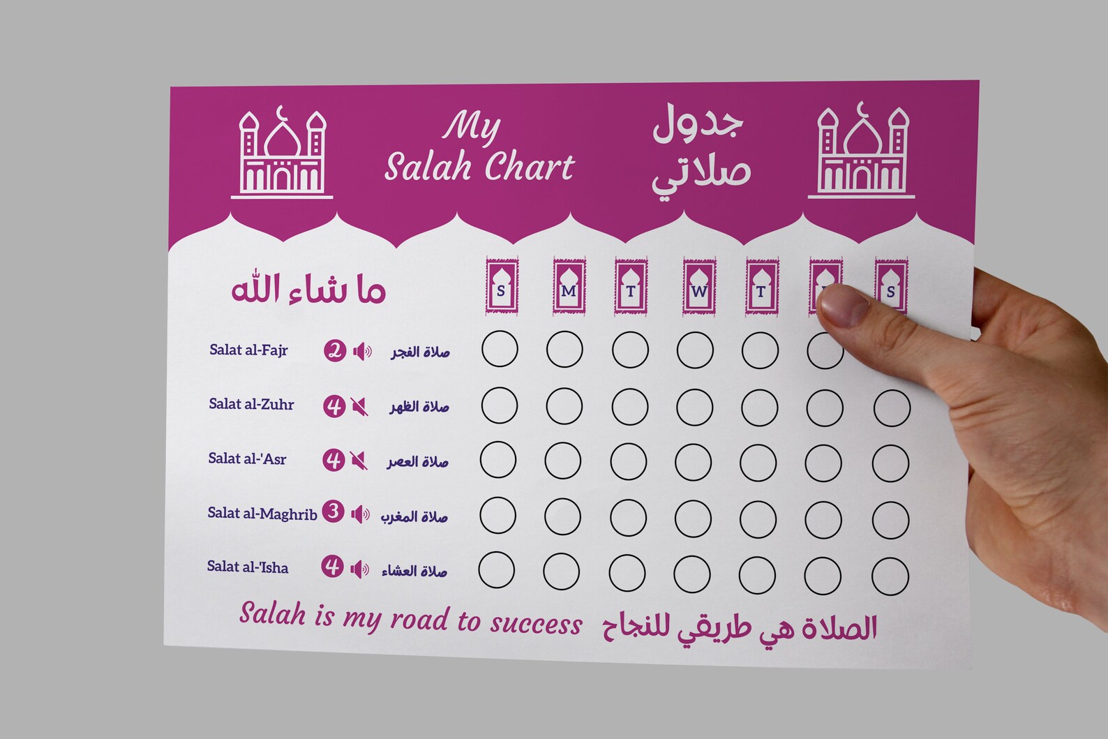 Muslim Children's Prayer Tracker - Salah Chart for Girls Pink Theme ...