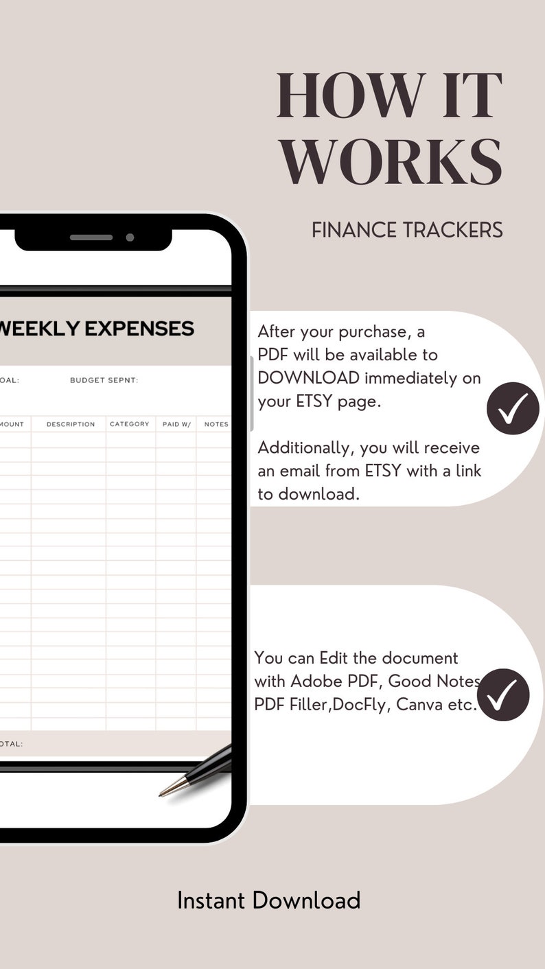 Weekly Expense Tracker - Etsy