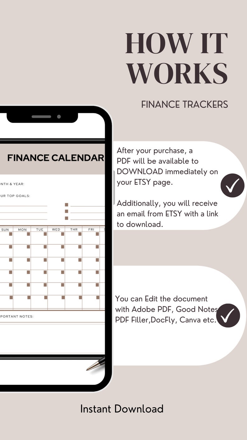 Finance Calendar Spreadsheet - Etsy