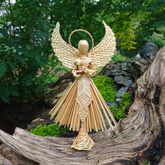 Christmas topper praying angel. Straw ornaments. Handmade - Etsy