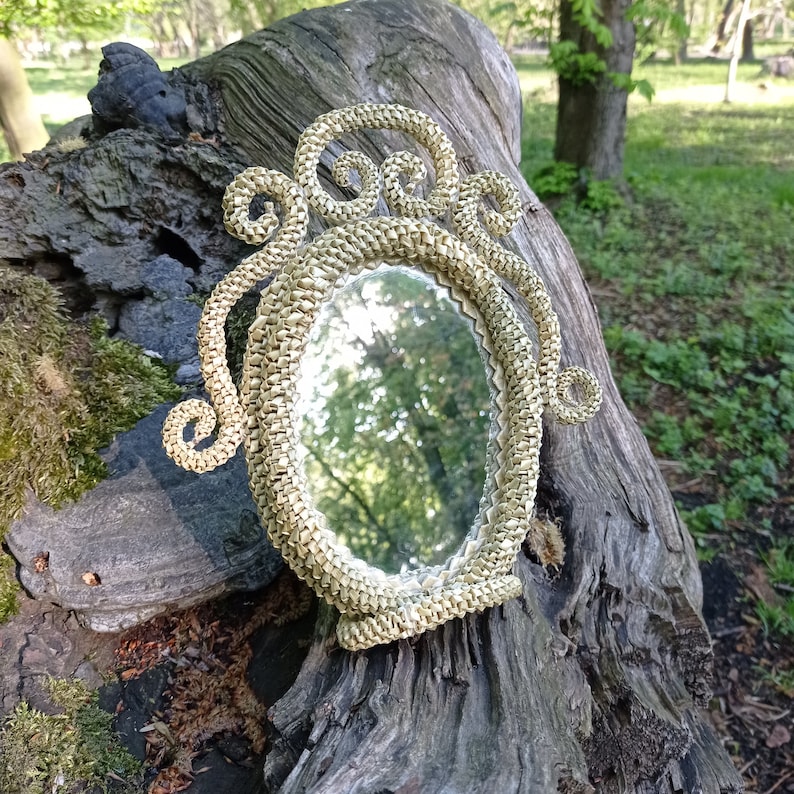 Oval Table Mirror. Stand Handmade Bedroom. Straw Ornament. - Etsy