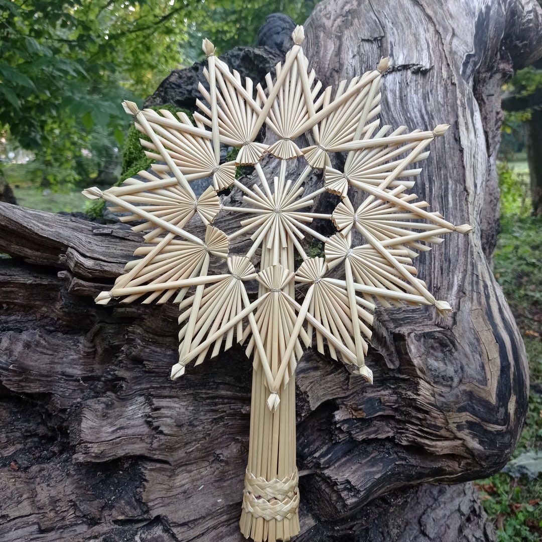Straw Star Christmas Tree Topper – Handmade Ukrainian Ornament, Rustic ...