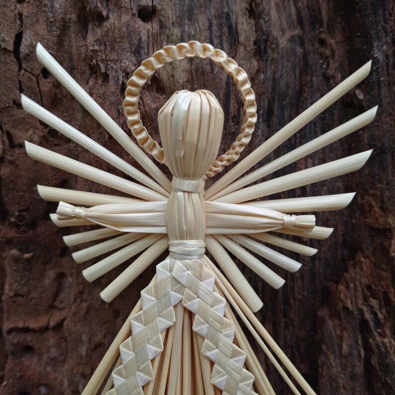 Straw Angel Tree Topper – Handmade Ukrainian Christmas Ornament, Rustic ...