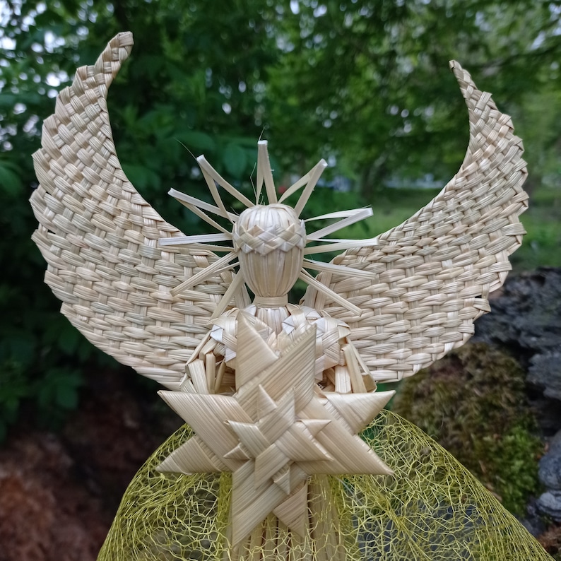 Handmade Straw Angel Tree Topper: Christmas Treetop Ornament, Xmas ...