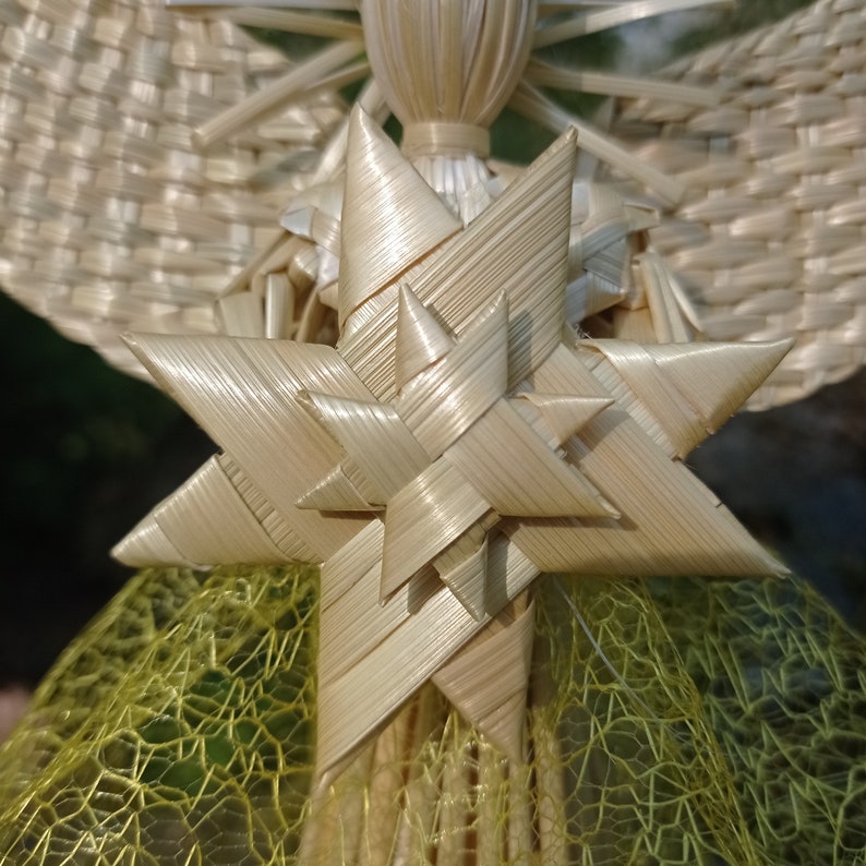 Handmade Straw Angel Tree Topper: Christmas Treetop Ornament, Xmas ...